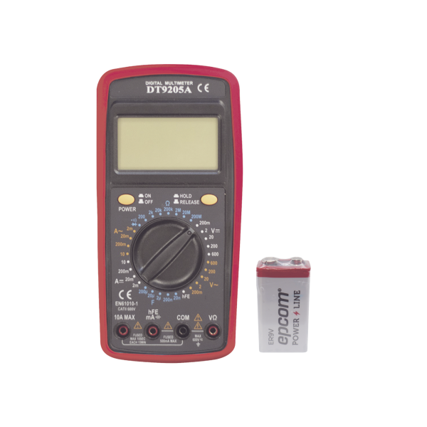 KIT Multímetro Digital DT9205A 600 Vcc / Vca CATII, con Pantalla LCD ...